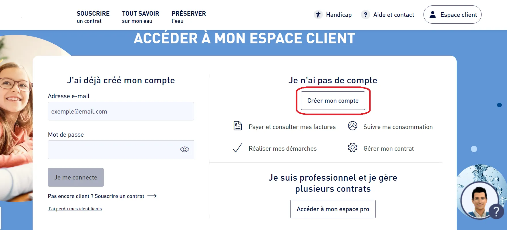 Comment créer mon espace client ? - L'eau du Douaisis